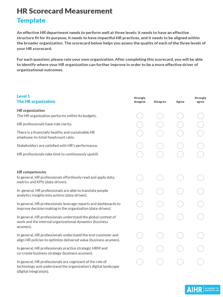 HR Scorecard Measurement - Template | PDF | Human Resource Management ...