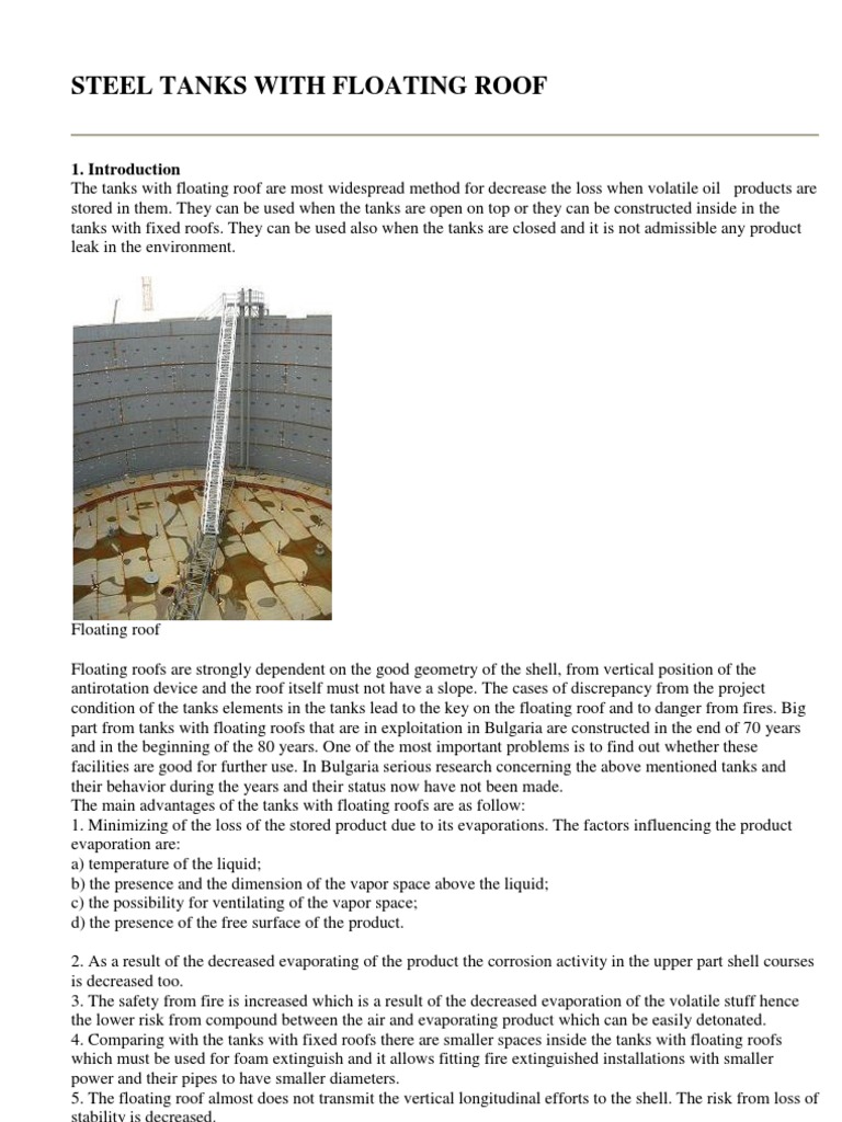Steel Tanks With Floating Roof | PDF | Buoyancy | Roof