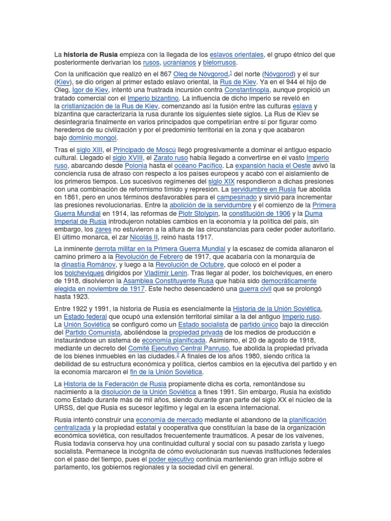 Resumen de la Historia de Rusia | PDF | Rusia | Política mundial
