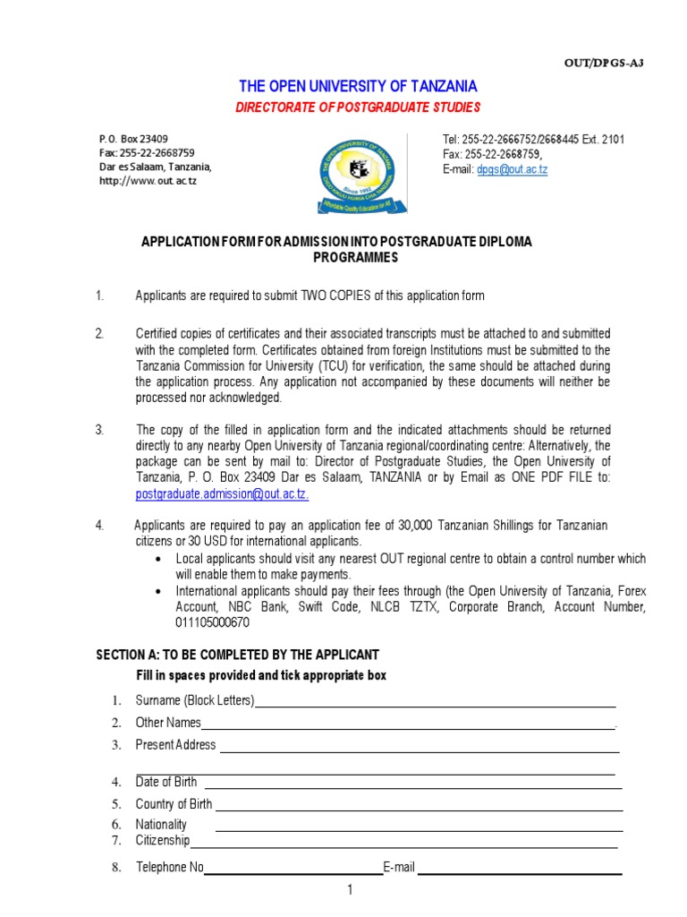 Update Postgraduate Diploma Application Form July 2021 | PDF | Diploma ...
