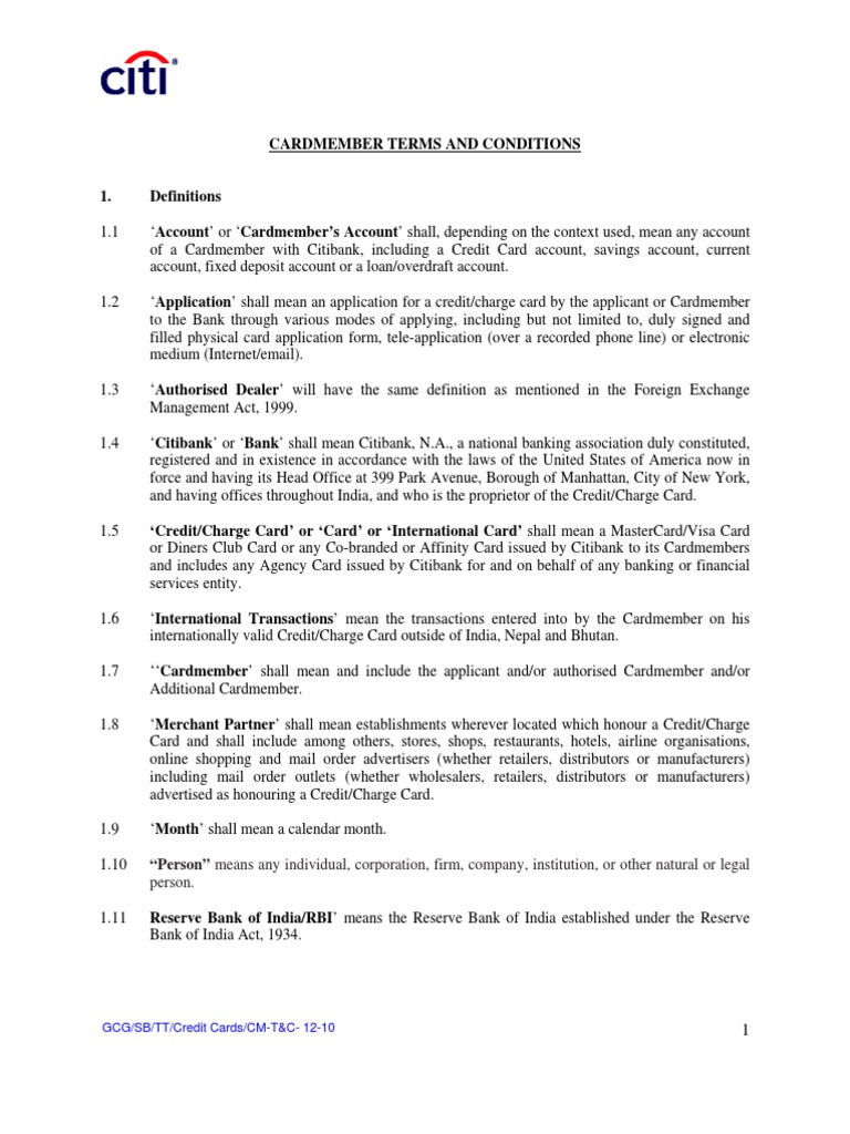 Cardmember Terms and Conditions | PDF | Credit Card | Payments