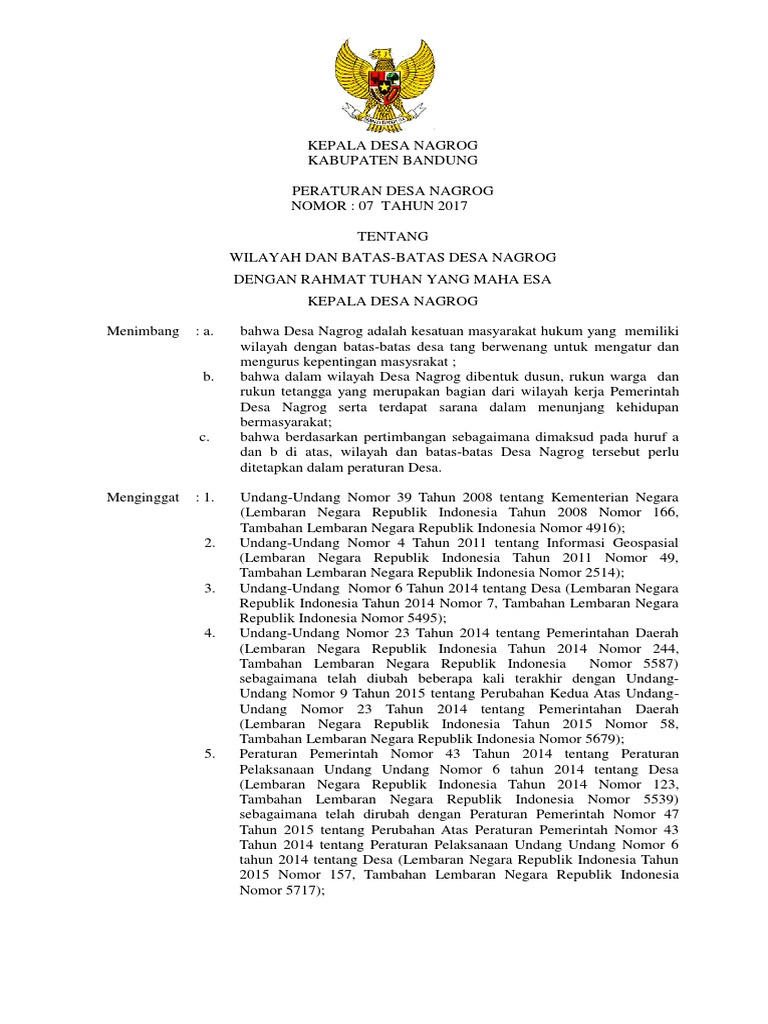 Perdes Tentang Batas Desa | PDF