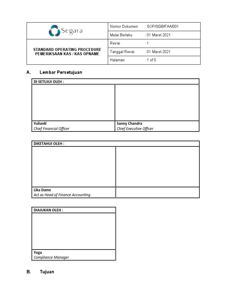 SOP Cash Opname | PDF