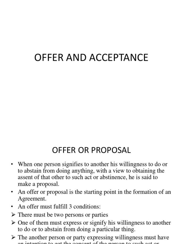 CH 2offer and Acceptance | PDF | Consideration | Offer And Acceptance