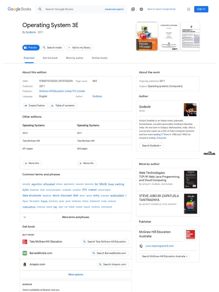 Operating System 3E: Search Google Books | PDF | Operating System ...