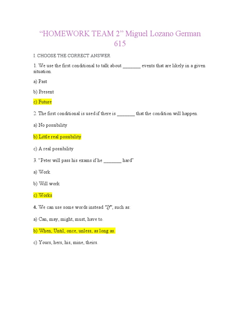 Second Conditional Ejercicios Resueltos | PDF