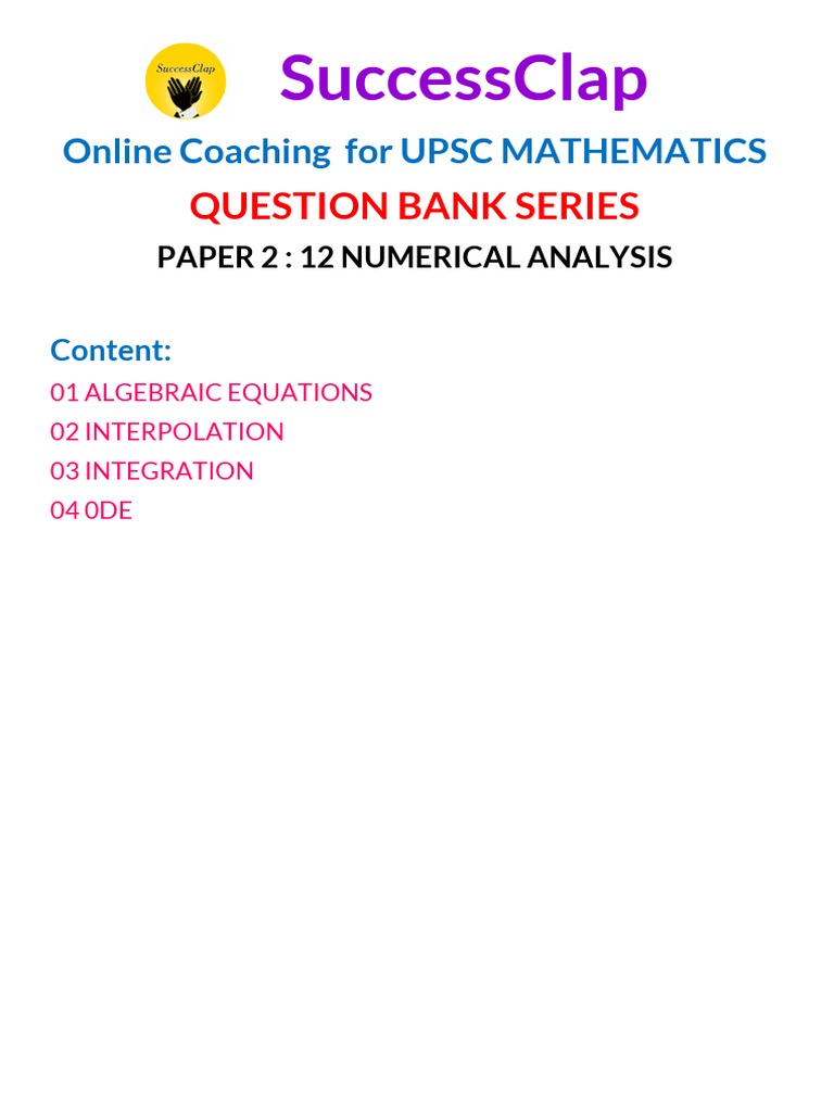 Successclap: Question Bank Series | PDF | Interpolation | Mathematical Concepts
