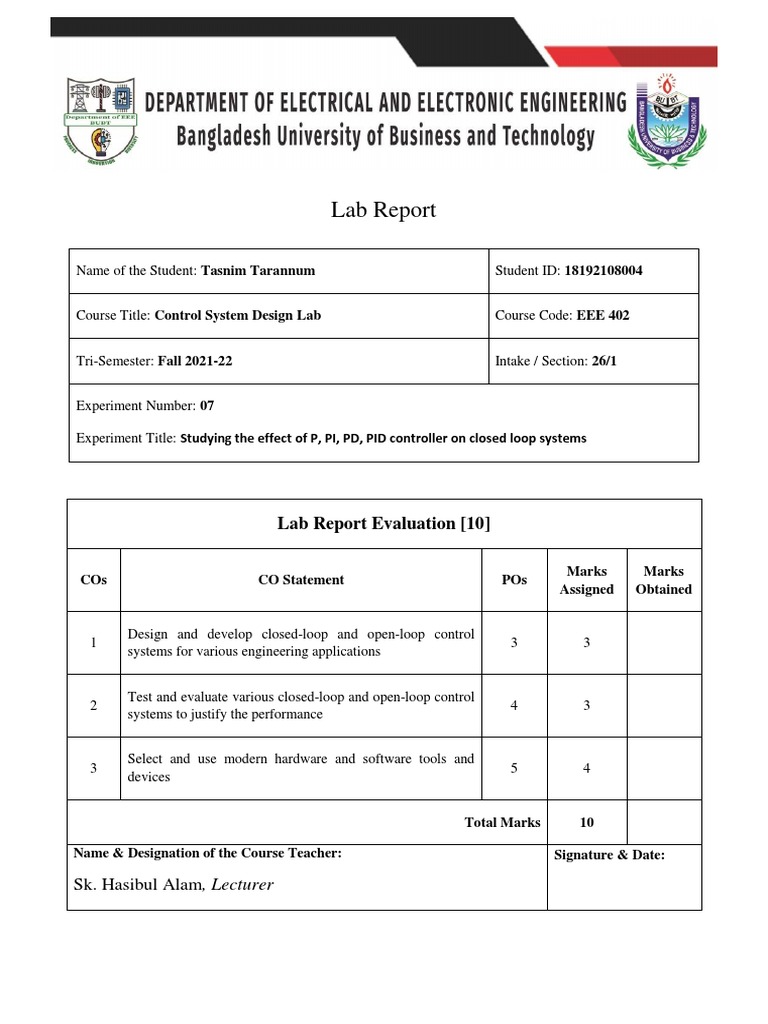 Lab Report Evaluation | PDF