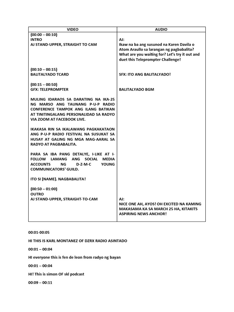 Teleprompter Challenge Av Script | PDF | Mass Media