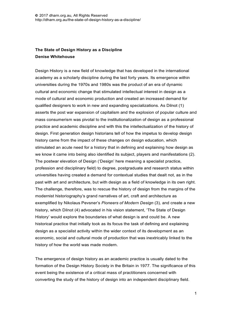 WHITEHOUSE - The State of Design History As A Discipline | PDF ...