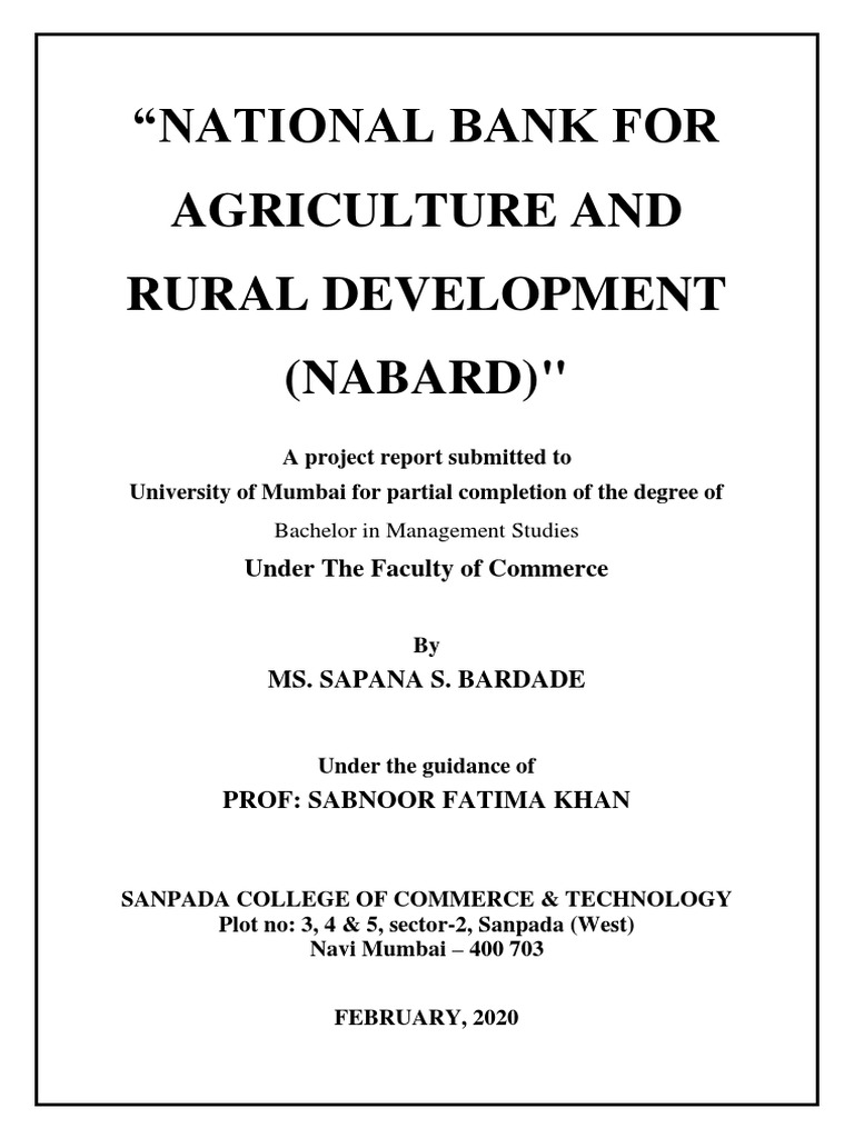 National Bank For Agriculture and Rural Development (NABARD) | PDF ...