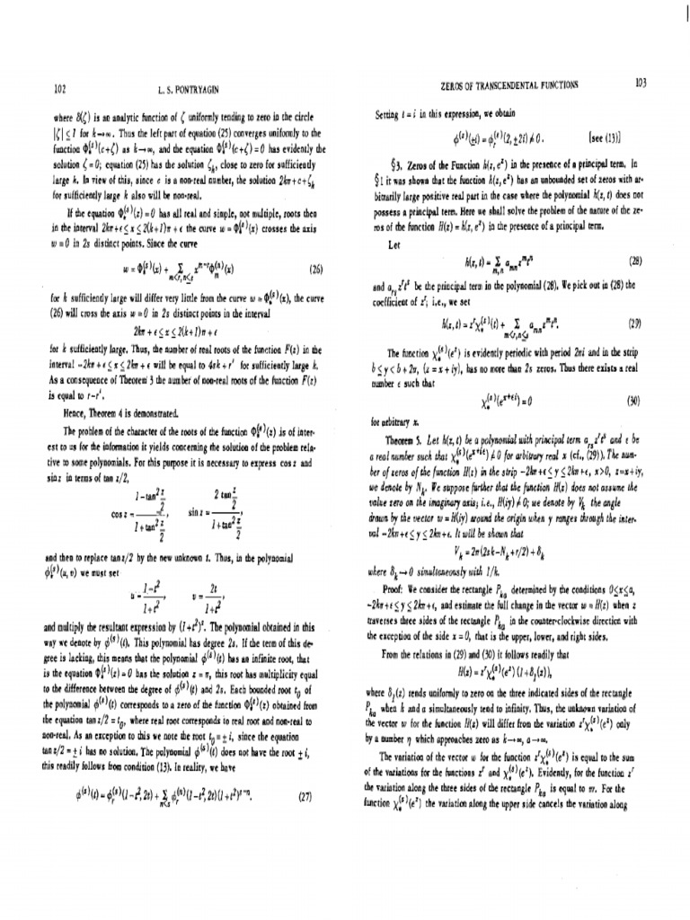 Zeros of Transcendental Functions | PDF | Polynomial | Equations
