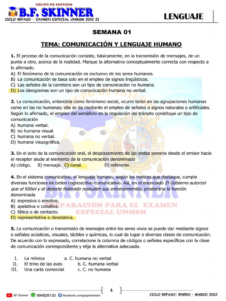 Lenguaje - Semana 1 | PDF