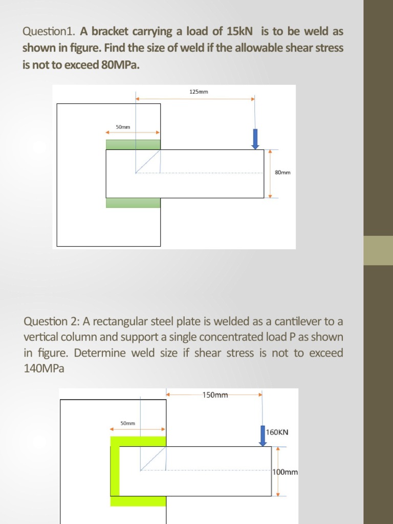 Weld Size Calculation for Load Bearing | PDF
