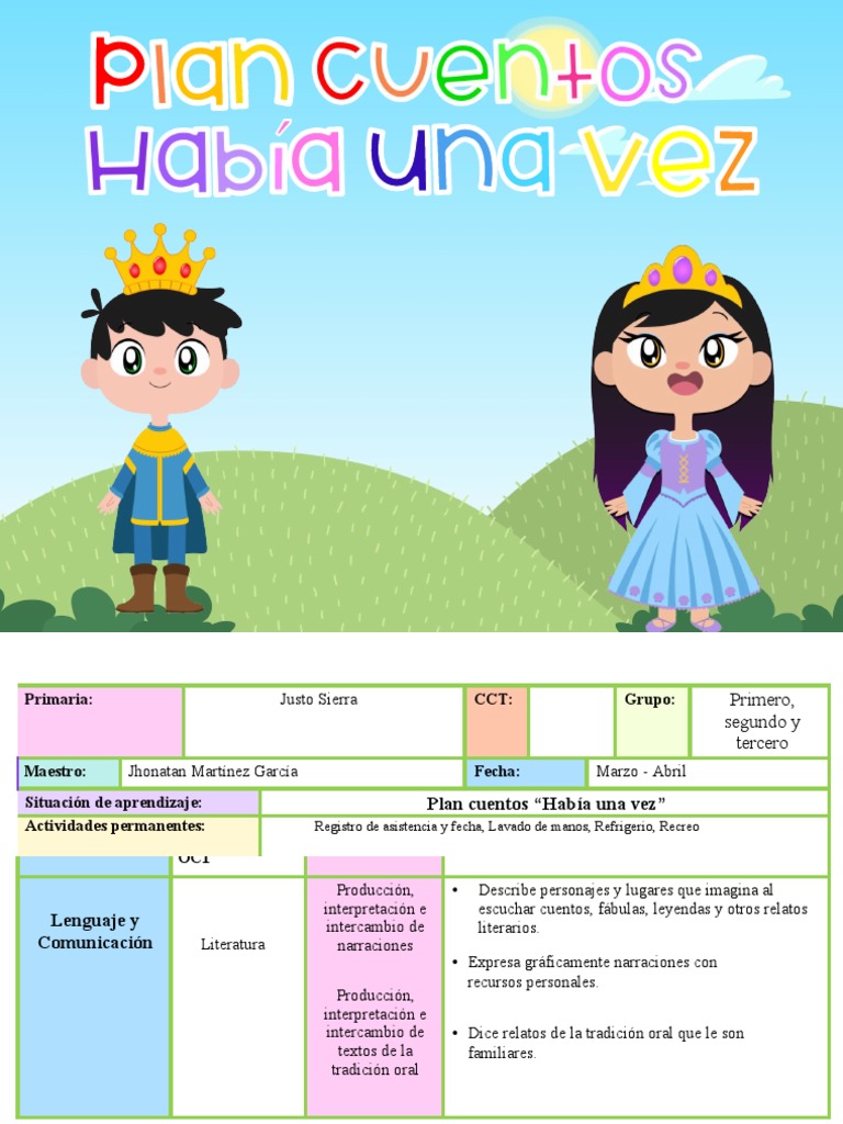 Plan de Cuentos "Había una vez" | PDF | Cuentos | Evaluación