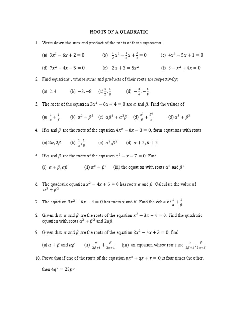 ROOTS OF A QUADRATIC Add Math PDF | PDF | Quadratic Equation | Mathematics