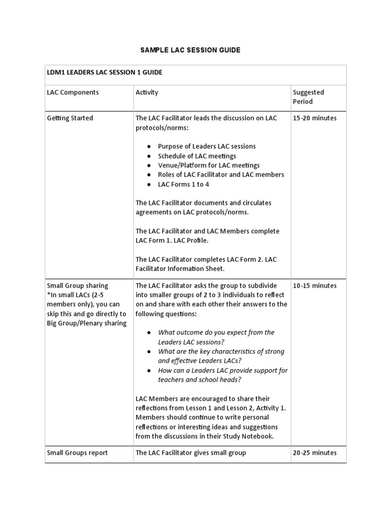 Sample Session Guide - LAC Session 1 Guide | Download Free PDF ...