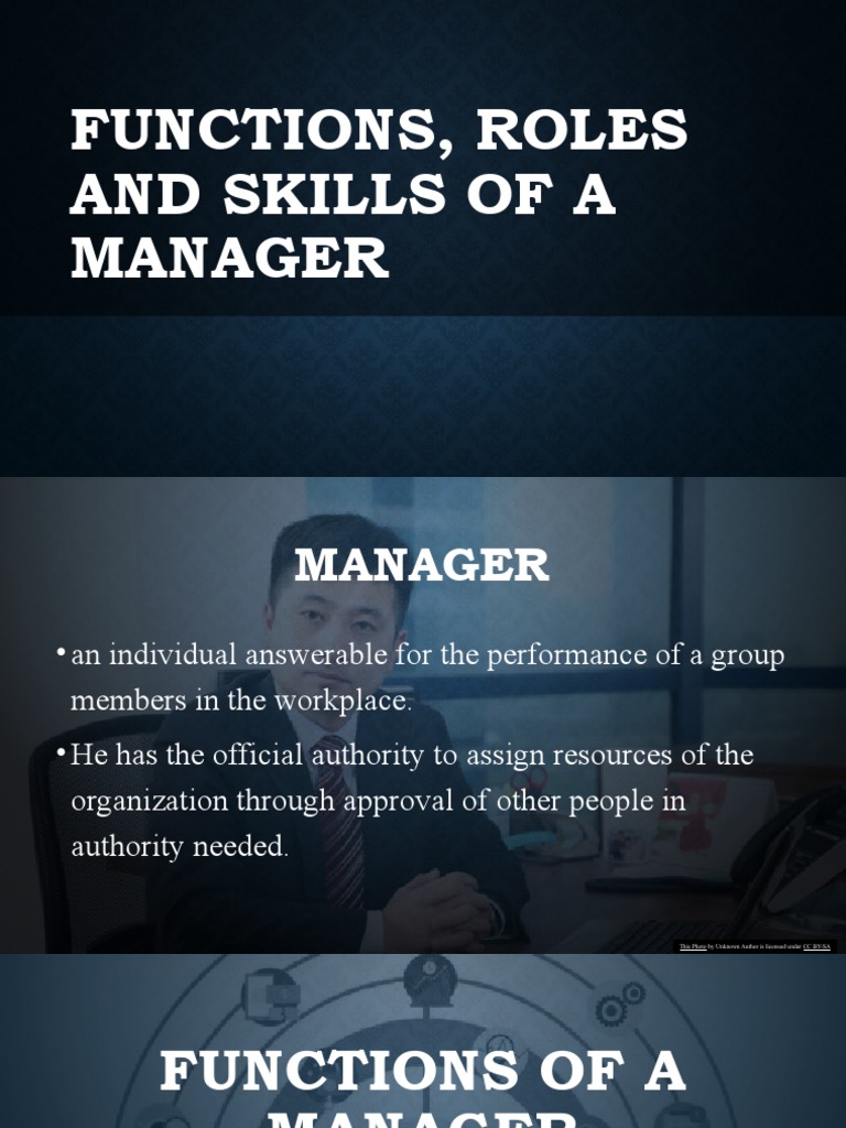 Functions Roles And Skills Of A Manager PDF Chief Operating