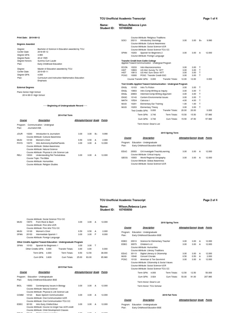 T Transcript Final | PDF | Bachelor's Degree | Academic Degree