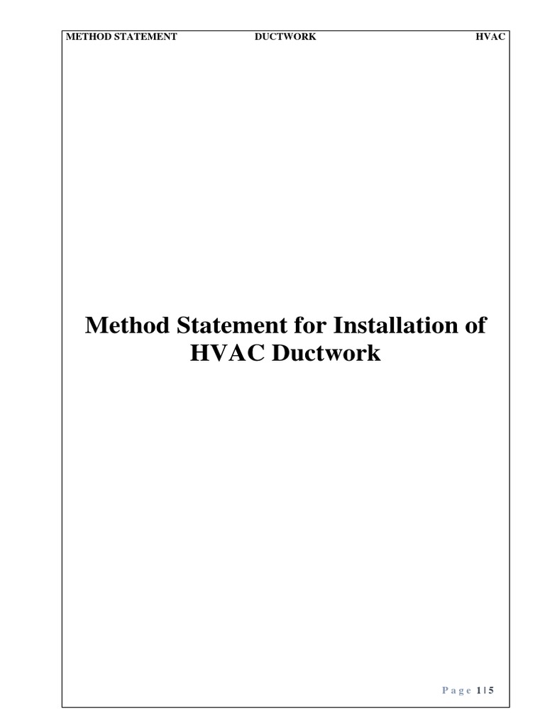 Method Statement Mechanical System | PDF | Duct (Flow) | Pipe (Fluid ...