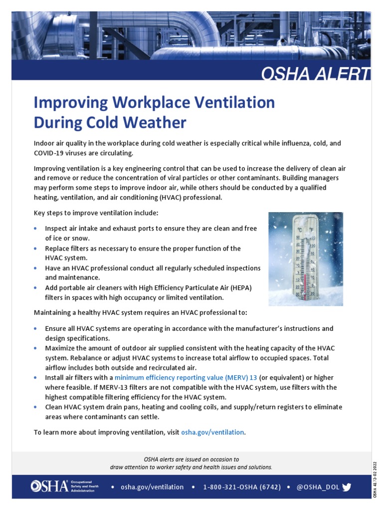 OSHA Alert: Improving Workplace Ventilation During Cold Weather | PDF
