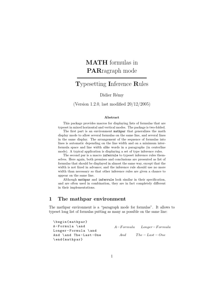Math Typesetting for LaTeX Users | PDF | Paragraph | Inference
