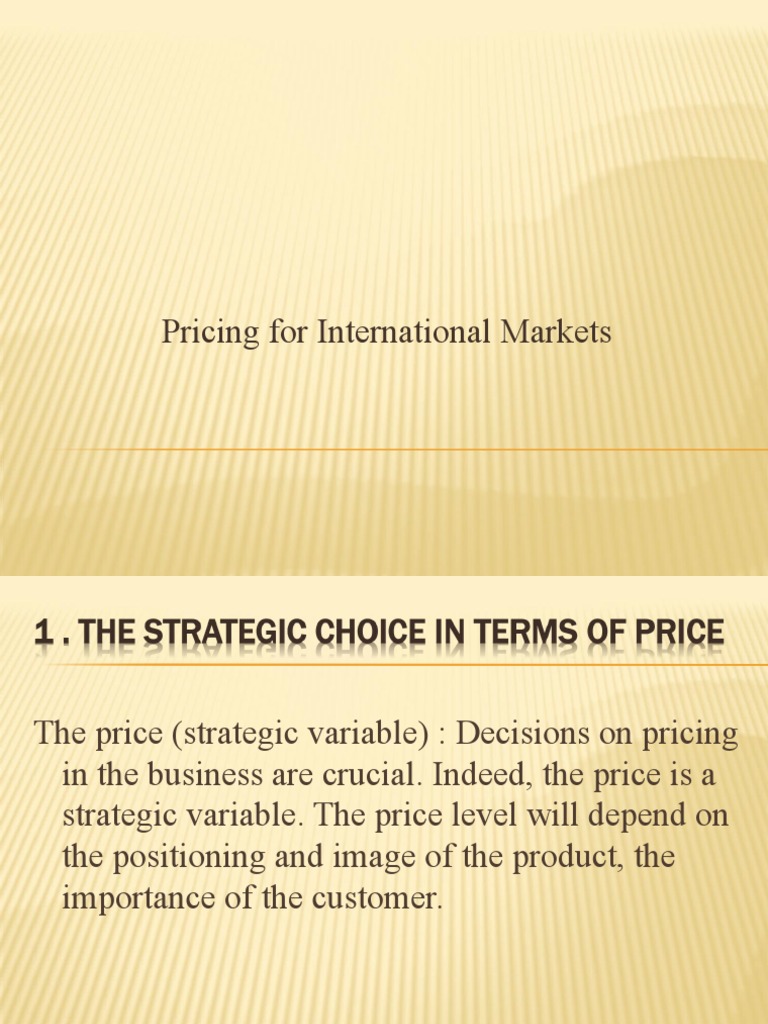 Chap 5 Pricing For International Markets | PDF | Pricing | Prices