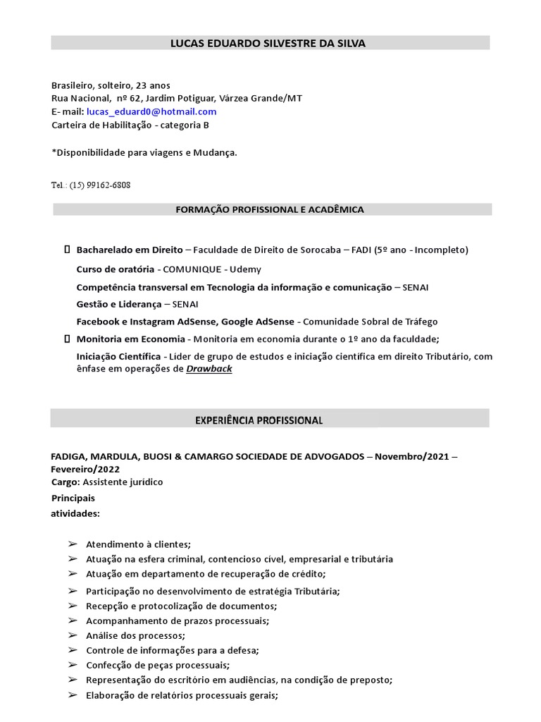 Curriculum Vitae - Lucas | PDF
