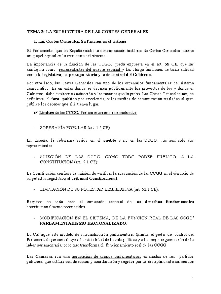Tema 3 Consti | PDF | Parlamento | Regulación