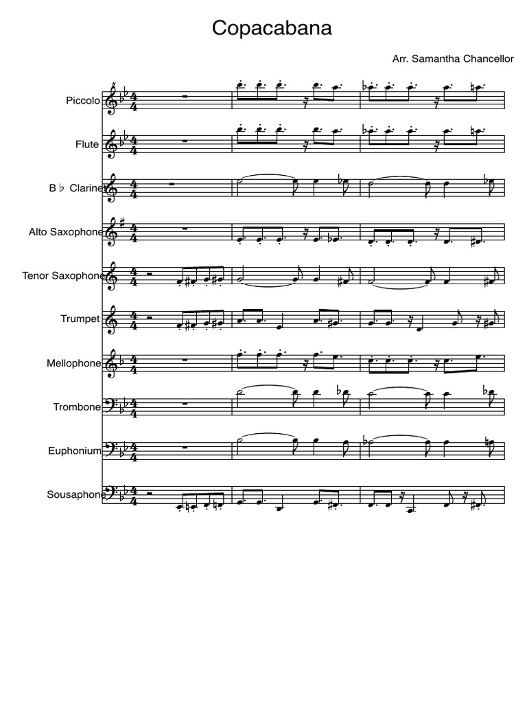 Copacabana Sheet Music | PDF | Organology | Popular Music