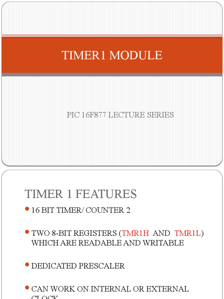 Timer1 Module: Pic 16F877 Lecture Series | PDF | Digital Technology ...