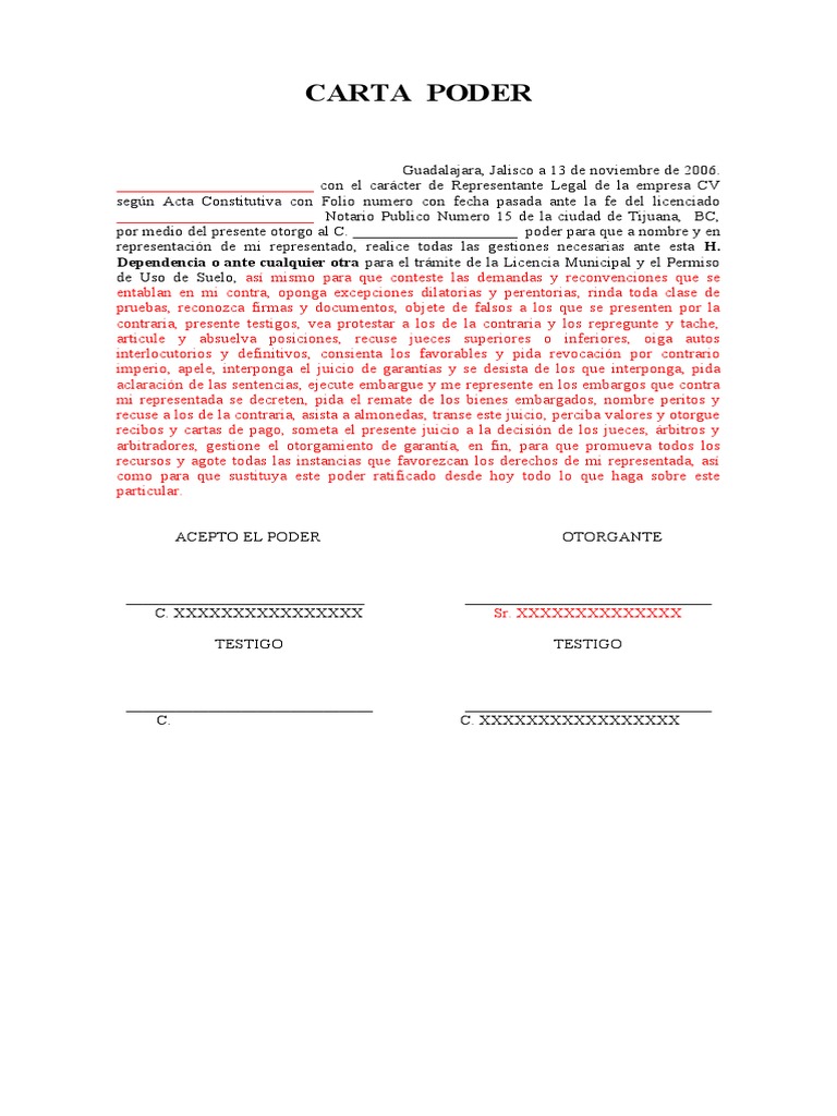 Carta Poder para Trámites Legales | PDF