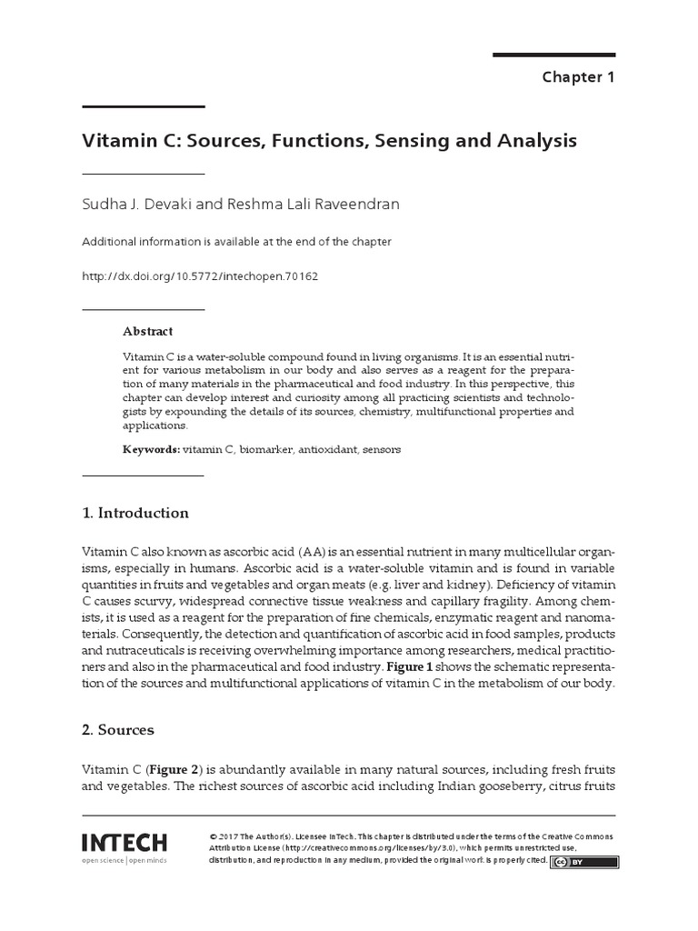 Vitamin C Sources, Functions and Analysis | PDF | Vitamin C | Antioxidant
