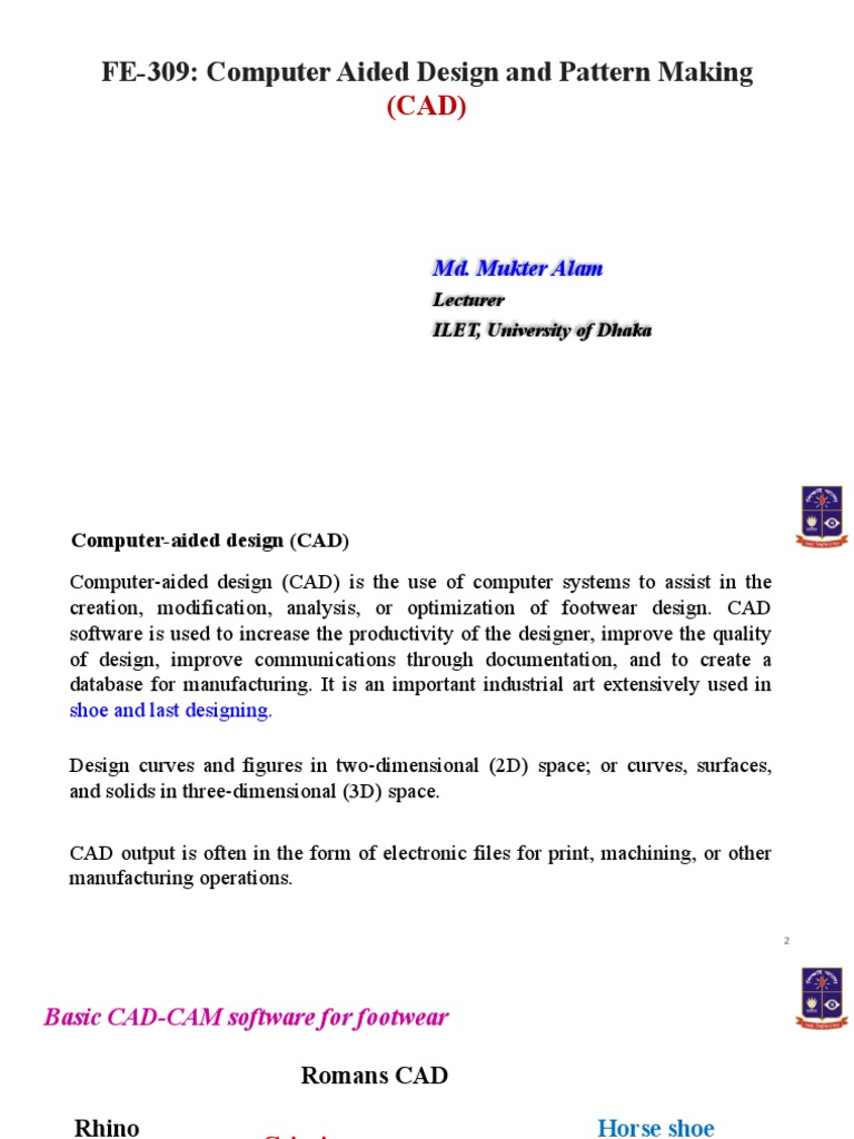 FE-309: Computer Aided Design and Pattern Making: Md. Mukter Alam | PDF ...