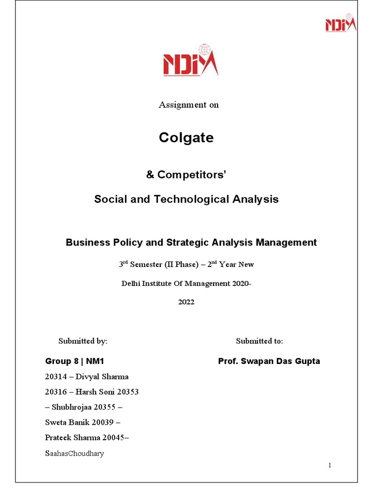 Colgate: & Competitors' Social and Technological Analysis | PDF | Economies
