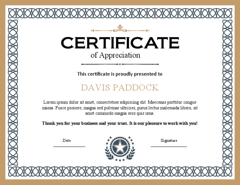 Customer Certificate of Appreciation Template | PDF