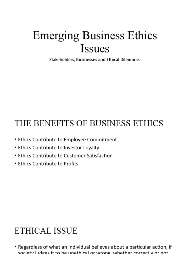 CH 3 Emerging Business Ethics Issues | PDF | Business Ethics ...