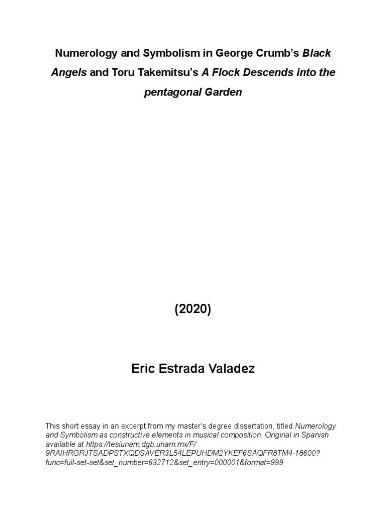 Numerology and Symbolism in George Crumb's Black Angels and Toru ...