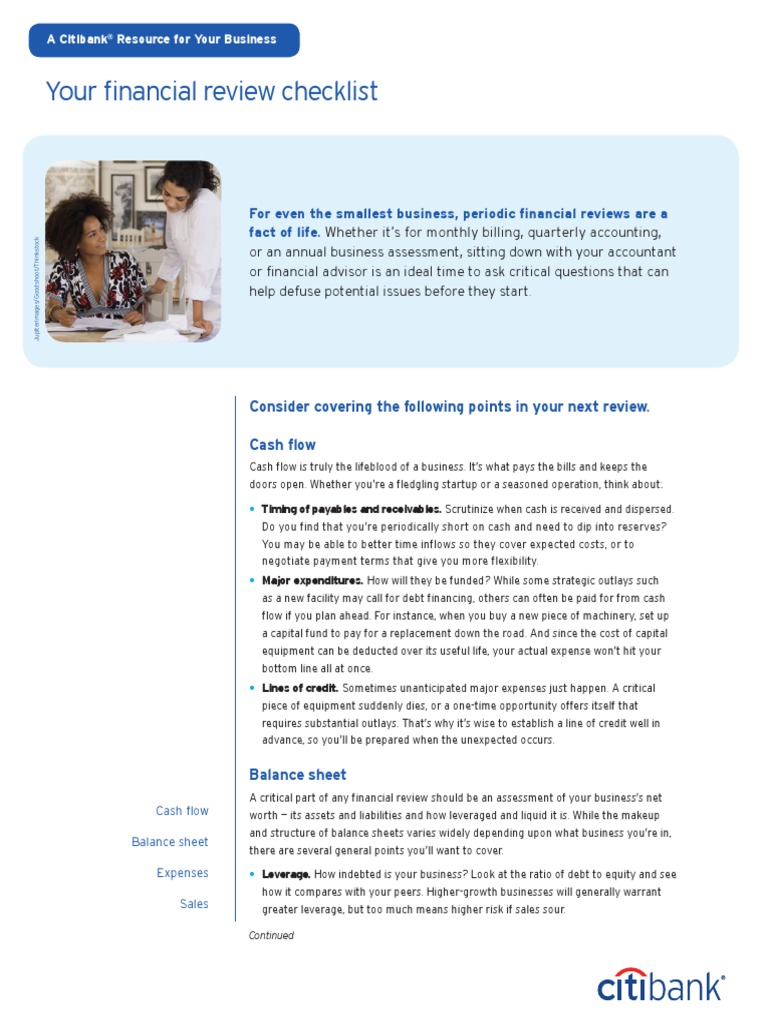 Your Financial Review Checklist: For Even The Smallest Business ...