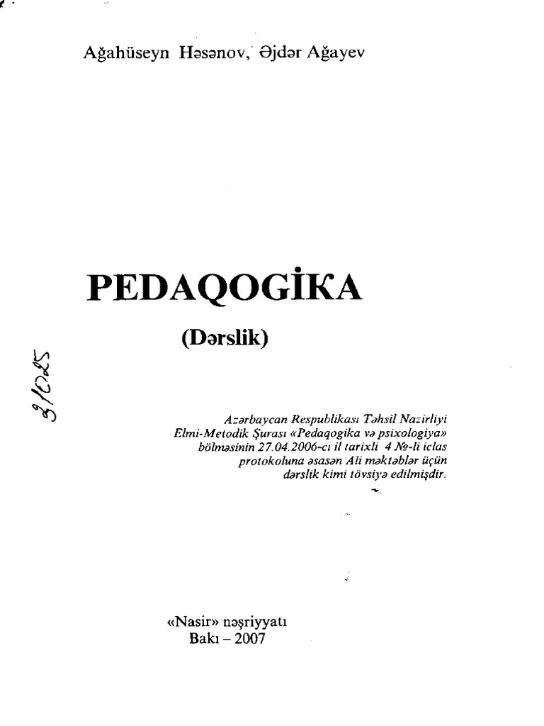 Ə.Ağayev Pedaqogika | PDF
