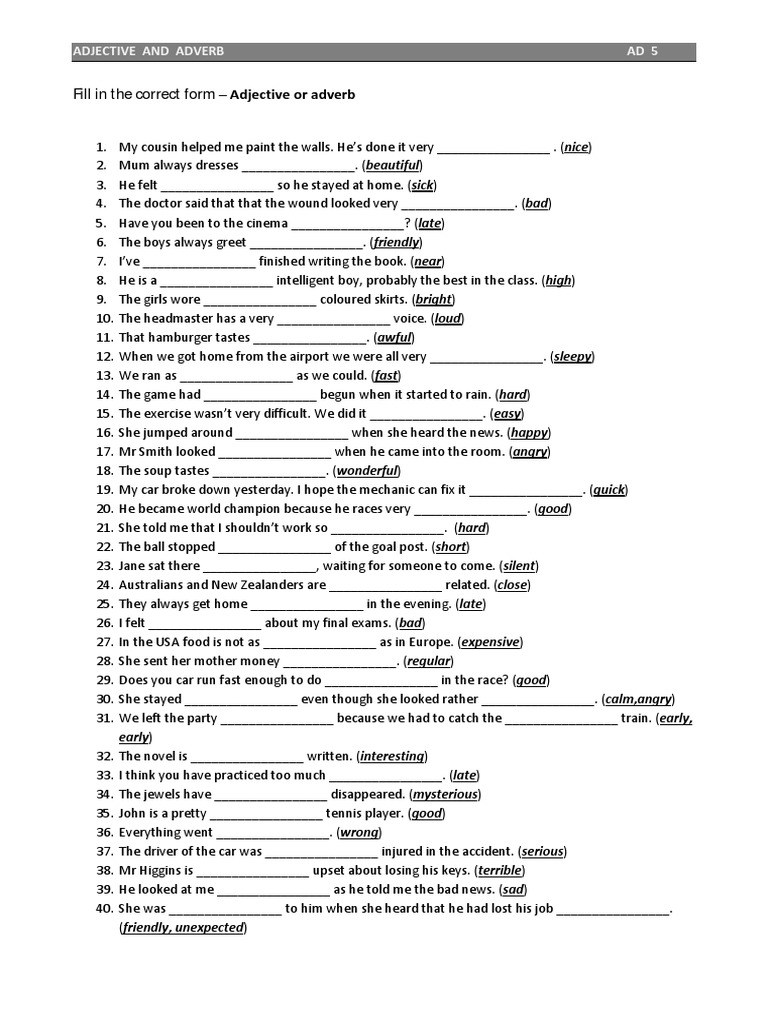 fill-in-the-correct-form-adjective-or-adverb-pdf