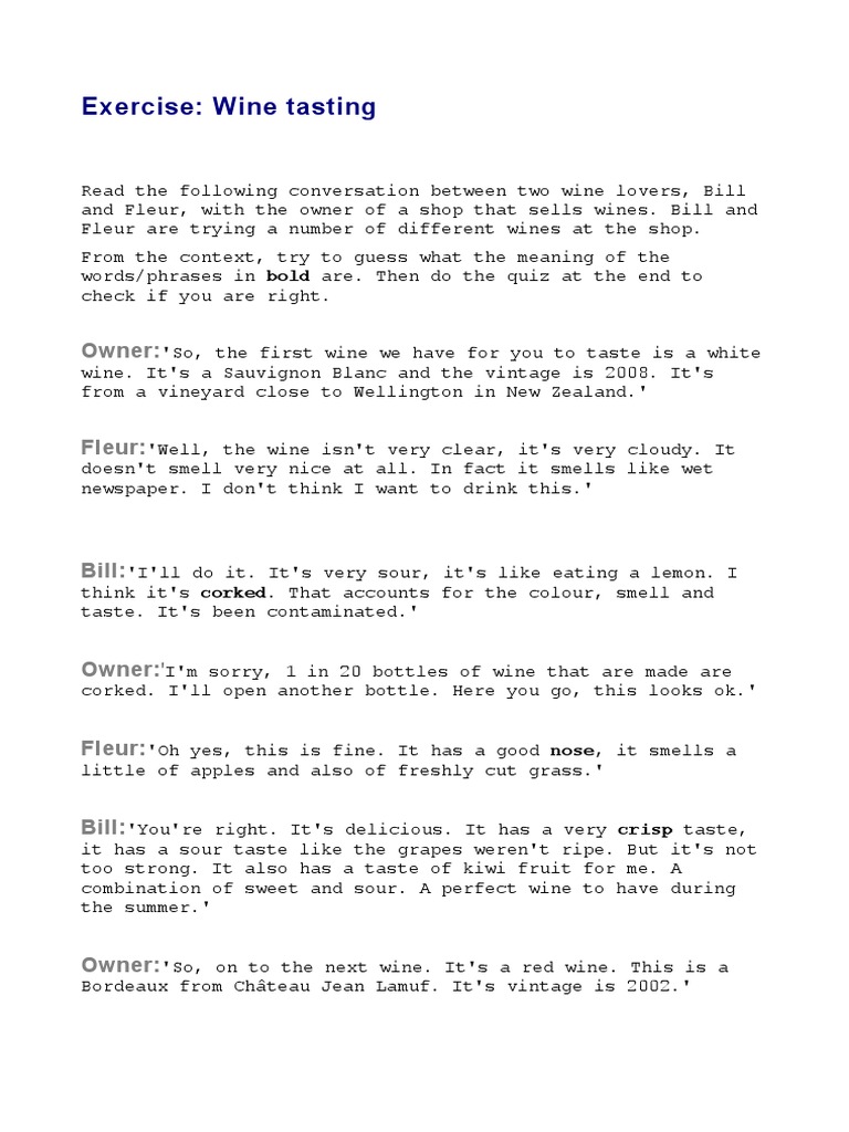 Exercise Wine Tasting | Download Free PDF | Wine | Taste