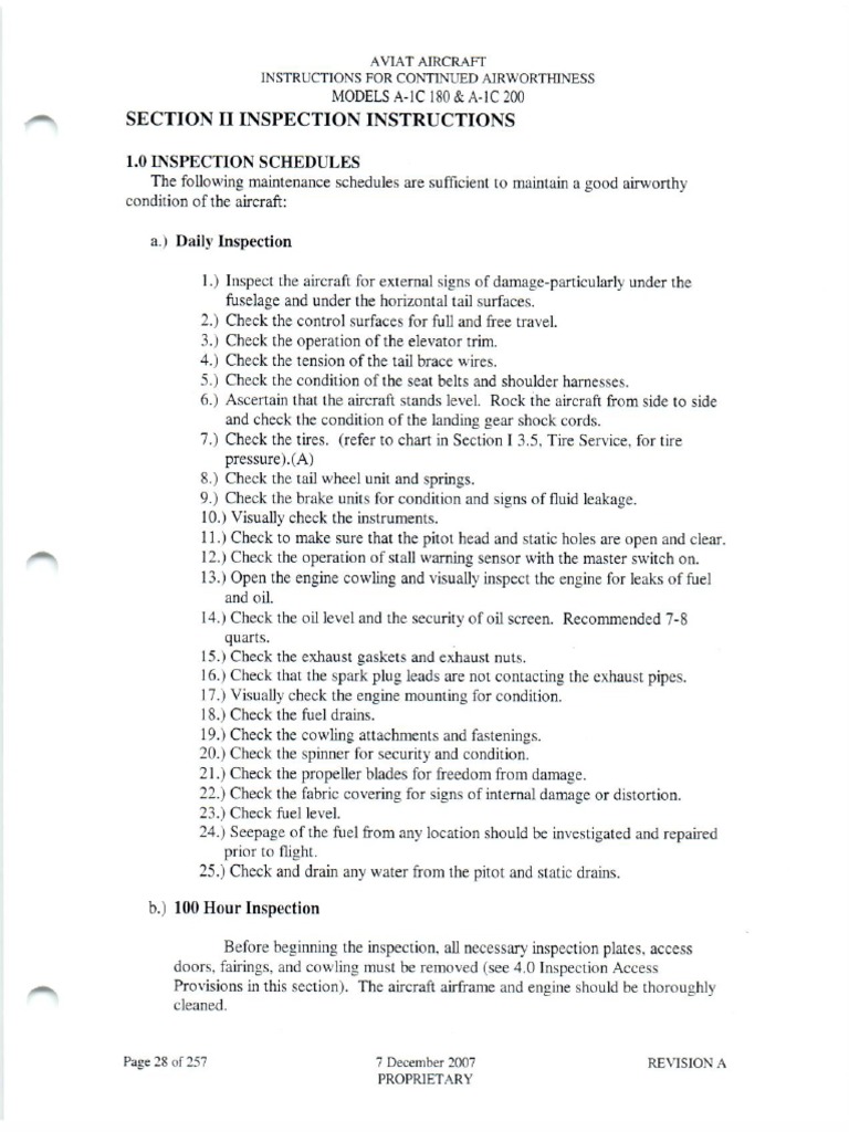Aviat - Husky A-1C-200 - Section II - Inspections Instructions | PDF