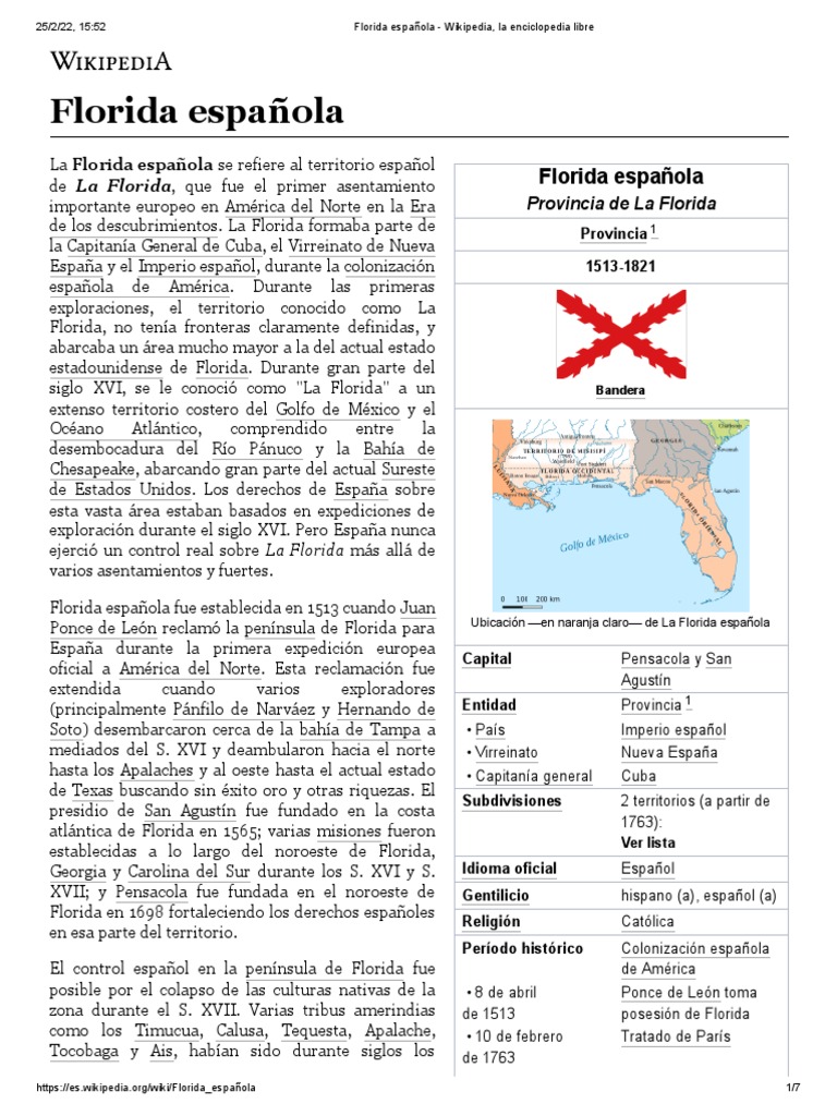 Florida Española - Wikipedia, La Enciclopedia Libre | PDF | Florida ...