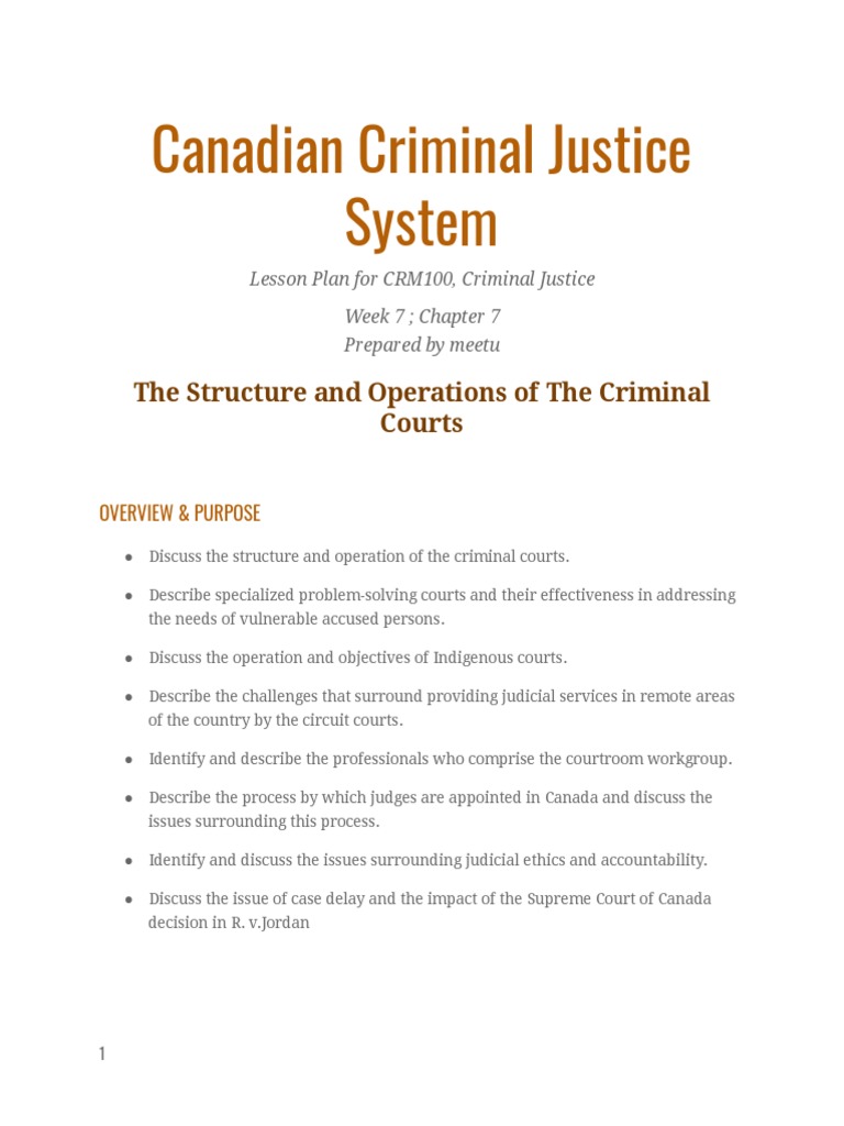 CRM100 W7 CH7 | PDF | Court System Of Canada | Prosecutor