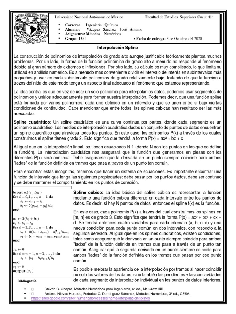 Interpolacion de Spline | PDF | Spline (Matemáticas) | Objetos matemáticos
