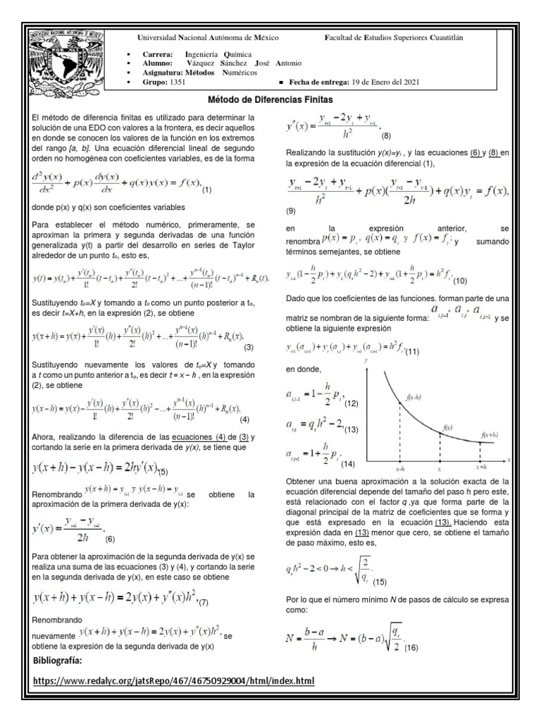 Metodo de Diferencias Finitas | PDF | Ecuaciones | Derivado