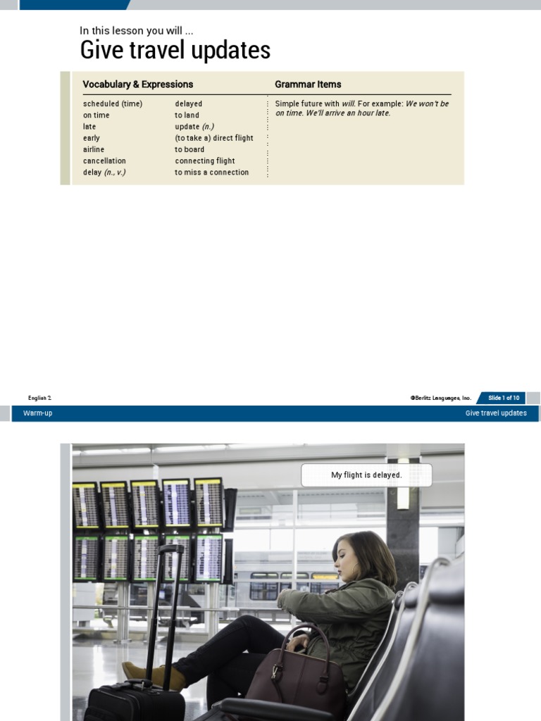 Lesson 4 - Give Travel Updates | PDF | Transport | Aviation
