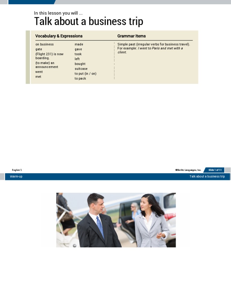 Lesson 5 - Talk About A Business Trip | PDF | English Language ...