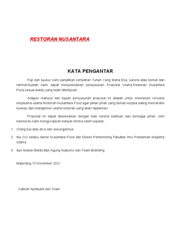 Contoh Proposal Restoran | PDF